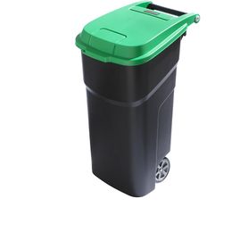 rothopro Mülltonne aus Polypropylen, Volumen 100 l, BxHxT 440 x 920 x 590 mm, fahrbar, Deckel grün, ab 5 Stk