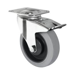 eurokraft basic TPE-Reifen auf PP-Felge, ab 2 Stk, Rad-Ø x Breite 100 x 35 mm, Lenkrolle mit Doppelstopp