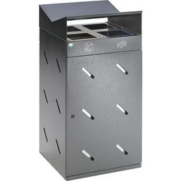 Var Abfallsammelstation, 4fach-Einwurf, Volumen 200 l, antiksilber