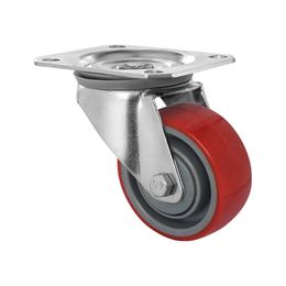 eurokraft basic PU-Reifen, rot auf Polyamidfelge, Rad-Ø x Breite 80 x 32 mm, ab 2 Stk, Lenkrolle