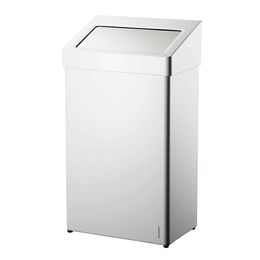 AIR-WOLF Mülleimer, Edelstahl, mit Klappdeckel, Volumen 60 l, BxHxT 400 x 726 x 258 mm, weiß pulverbeschichtet
