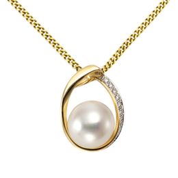 OROLINO Anhänger mit Kette 585/- Gelbgold Perle Brillanten