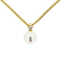 OROLINO Anhänger mit Kette 585/- Gelbgold Brillant + Perle