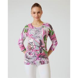 Ovanti Strickdesign Pullover mit Blüten- und Blätterdruck