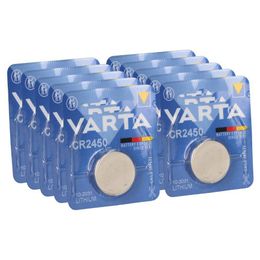 Varta 10x Varta CR 2450 Lithium-Knopfzelle 3V (10x 1er Blister) Knopfzelle