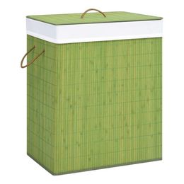 furnicato Wäschekorb Bambus-mit 2 Fächern Grün 100 L (1 St)
