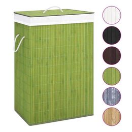 furnicato Wäschekorb Bambus-mit 2 Fächern Grün 72 L (1 St)