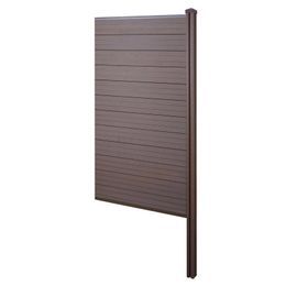 MCW WPC-Sichtschutz Savoie, Windschutz Zaun, WPC-Pfosten zum Einbetonieren ~ Erweiterungselement schmal, 98cm braun