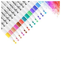 Caterize Marker 12 Stück 12 Farben Metallic Marker Pens Acrylstifte
