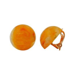 Gallay Paar Ohrclips Ohrring 17mm bernsteinfarben marmoriert Kunststoff-Bouton (1-tlg)