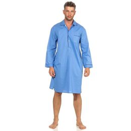 Normann Pyjama Klassisches Herren Nachthemd langarm gewebt mit Knopfleiste