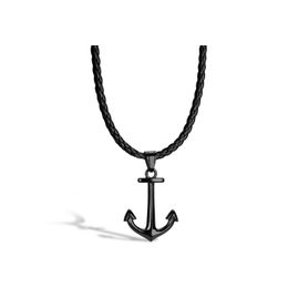 SERASAR Lederband LederHalskette mit Edelstahl Anhänger "Anchor" (1-tlg)