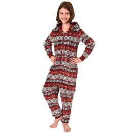 Normann Pyjama Mädchen Jumpsuit Overall Schlafanzug langarm Norwegermotiv