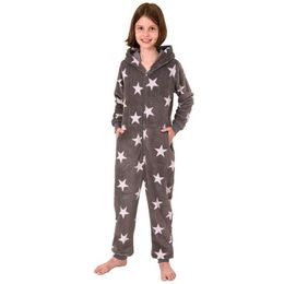 Normann Pyjama Mädchen Jumpsuit Overall Schlafanzug langarm Sternenmotiv