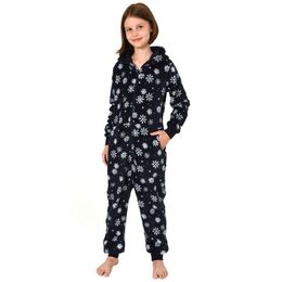 Normann Pyjama Mädchen Jumpsuit Overall Onesie Schlafanzug Eiskristall Sterne Optik