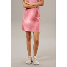 Aniston CASUAL Minirock mit farbenfrohem Hahnentritt-Muster, rosa|rot