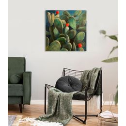 Leinwandbild queence "Cactus de Felanitx" Bilder Gr. B/H: 90 cm x 90 cm, Pflanzen quadratisch, 1 St., grün Leinwandbilder