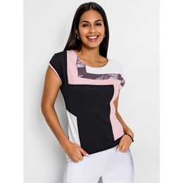 Kurzarmshirt Inspirationen "Patchshirt" Gr. 44, schwarz-weiß (schwarz, weiß, gemustert) Damen Shirts Jersey