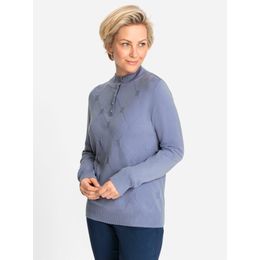 Stehkragenpullover CLASSIC "Pullover" Gr. 54, blau (taubenblau) Damen Pullover Rollkragenpullover