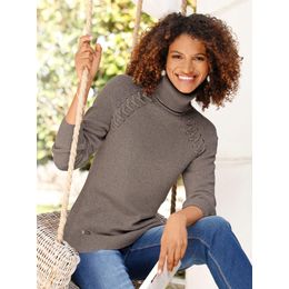 Rollkragenpullover Casual Looks "Pullover" Gr. 54, grau (taupe) Damen Pullover Rollkragenpullover