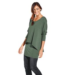 Rundhalsshirt Heine "Rundhals-Shirt" Gr. 50, grün (salbei) Damen Shirts Jersey