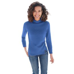 Stehkragenpullover Casual Looks "Pullover" Gr. 48, blau Damen Pullover Rollkragenpullover