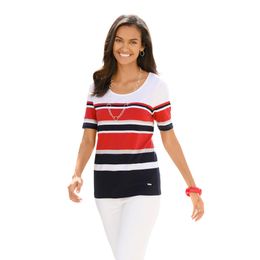 Kurzarmshirt Casual Looks "Ringelshirt" Gr. 48, bunt (marine, erdbeere, geringelt) Damen Shirts Jersey