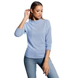 Langarmshirt Inspirationen "Shirt" Gr. 42, blau (ecru, mittelblau, gestreift) Damen Shirts Jersey