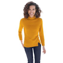 Stehkragenpullover Casual Looks "Pullover" Gr. 50, gelb (curry) Damen Pullover Rollkragenpullover