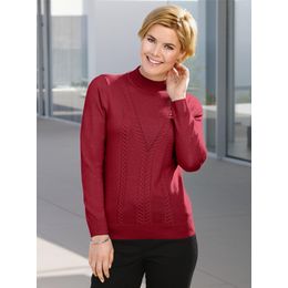 Stehkragenpullover Casual Looks "Pullover" Gr. 48, rot (kirschrot) Damen Pullover Rollkragenpullover