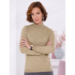 Strickpullover CLASSIC "Pullover" Gr. 50, beige (beige, meliert) Damen Pullover Rollkragenpullover