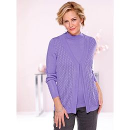 2-in-1-Pullover CLASSIC "Pullover" Gr. 48, lila (lavendel) Damen Pullover 2-in-1-Pullover