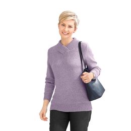 V-Ausschnitt-Pullover Classic Basics "Pullover" Gr. 54, lila (flieder, meliert) Damen Pullover V-Pullover