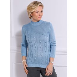 Strickpullover CLASSIC "Pullover" Gr. 54, blau (eisblau) Damen Pullover Rollkragenpullover