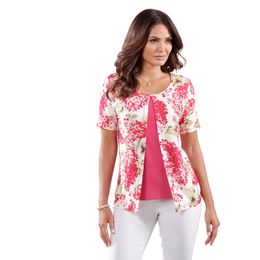 2-in-1-Shirt Lady "2-in-1-Shirt" Gr. 52, pink (fuchsia, ecru, bedruckt) Damen Shirts Jersey