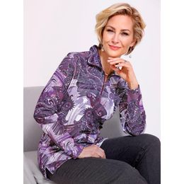 Langarmshirt CLASSIC "Winter-Shirt" Gr. 50, lila (lavendel, ecru, bedruckt) Damen Shirts Jersey