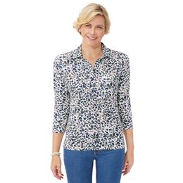 3/4-Arm-Shirt CLASSIC "Poloshirt" Gr. 46, bunt (oliv, flieder, bedruckt) Damen Shirts Jersey