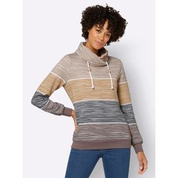 Sweatshirt Casual Looks Gr. 52, grau (dunkeltaupe, sesam, bedruckt) Damen Sweatshirts