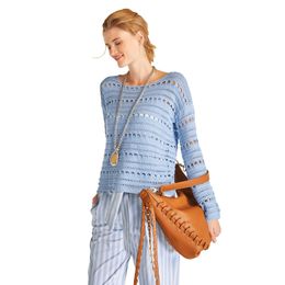 Strickpullover Heine "Pullover" Gr. 44/46, blau (hellblau) Damen Pullover