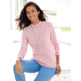 Stehkragenpullover Casual Looks "Stehkragen-Pullover" Gr. 54, rosa (rosé, meliert) Damen Pullover Rollkragenpullover