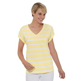 T-Shirt Casual Looks "Shirt" Gr. 54, gelb (zitrone, weiß, gestreift) Damen Shirts V-Shirts