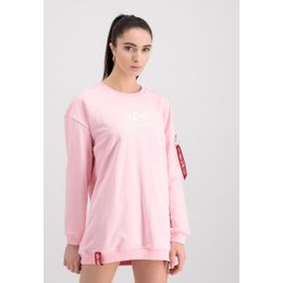 Sweater Alpha Industries "ALPHA Women - Sweatshirts Basic Long OS Wmn" Gr. S, pink (pastel pink) Damen Sweatshirts Oversize Shirts