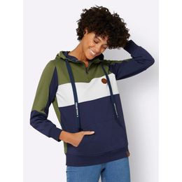 Kapuzensweatshirt Casual Looks Gr. 50, bunt (marine, oliv, gestreift) Damen Sweatshirts -jacken