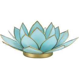 Teelichthalter "Lotus" aus Capiz, (Farbe: türkis)