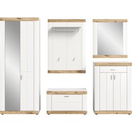 Garderoben-Set Home Affaire "Landsby" Kastenmöbel-Sets Gr. B/H/T: 259 cm x 191 cm x 37 cm, weiß (weiß, eiche) Garderoben-Sets