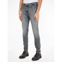 Calvin Klein Jeans Tapered-fit-Jeans SLIM TAPER mit Leder-Badge, grau