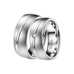 DOOSTI Trauring Schmuck Geschenk Edelstahl Trauring Ehering Partnerring LIEBE, Made in Germany - wahlweise mit oder ohne Zirkonia, silberfarben