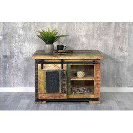 Lowboard Mangoholz massiv bunt TV-Board 75 x 47 x 50 cm LIBRO