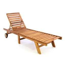 Vcm Sonnenliege Gartenliege Liegestuhl Teak Holz klappbar (Farbe: Braun)