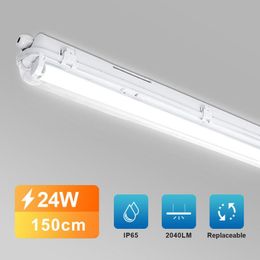 VINGO - led Feuchtraumleuchte Wannenleuchte Tageslicht Werkstatt Leuchten Badlampe IP65 150cm Kaltweiß 1X - Weiß